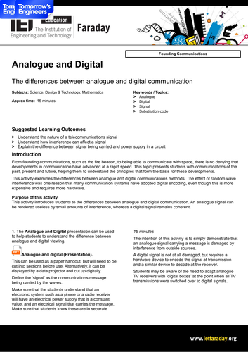 Analogue and digital | Teaching Resources