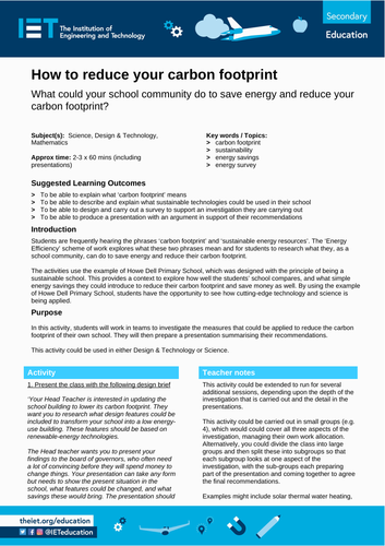 How to Reduce Your Carbon Footprint | Teaching Resources