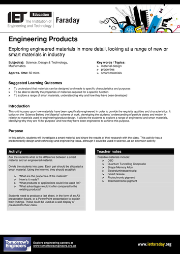 Engineering Products by IETFaraday - Teaching Resources - TES