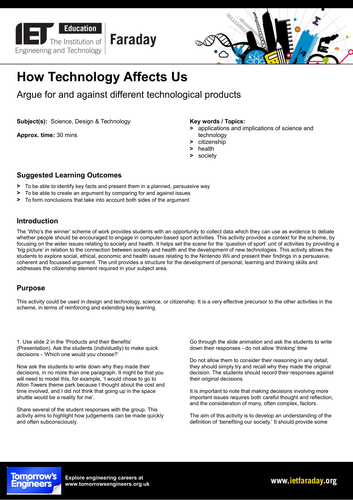 How technology affects us classroom debate | Teaching Resources