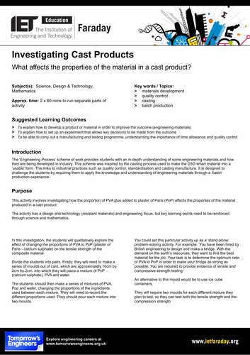 Investigating cast products | Teaching Resources