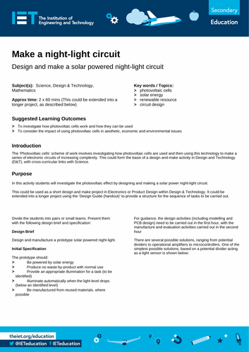 Make a night-light circuit | Teaching Resources