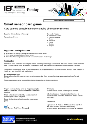 Smart sensor card game | Teaching Resources