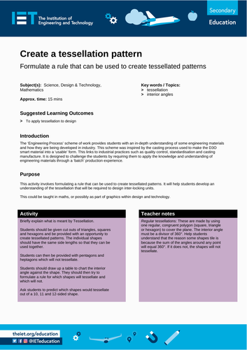 Create a tessellation pattern | Teaching Resources