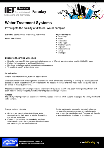 Water treatment systems | Teaching Resources
