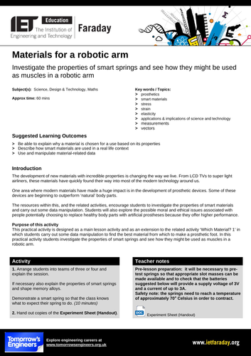 Materials for a robotic arm | Teaching Resources