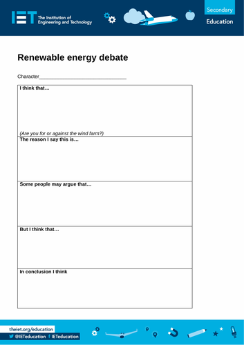 Renewable energy debate | Teaching Resources