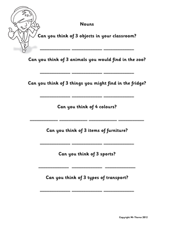 Nouns Activity Sheet | Teaching Resources