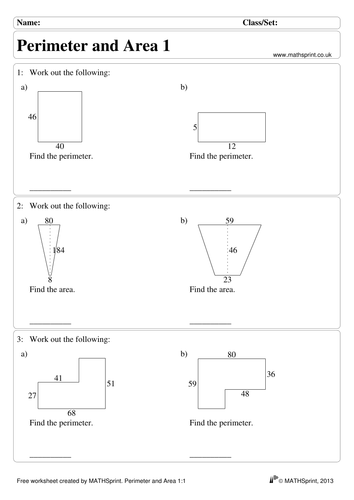 Perimeter & Area practice questions + solutions | Teaching Resources