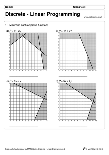 Linear Programming practice questions + solutions | Teaching Resources Linear Programming practice questions + solutions | Teaching Resources