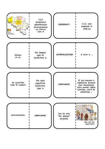 AQA AS Psych Social Learning Dominoes Game | Teaching Resources