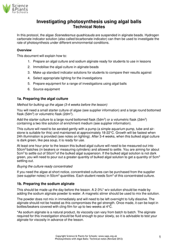 Photosynthesis practical - using algal balls | Teaching Resources
