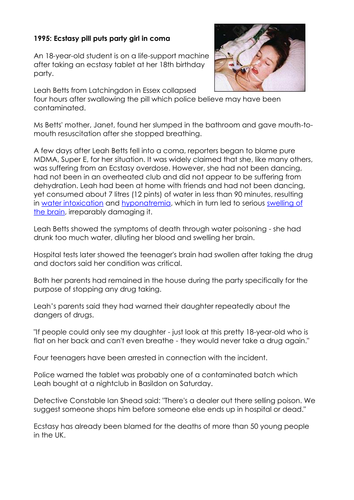 Drugs and alcohol case study | Teaching Resources