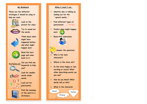 reading comprehension bookmark | Teaching Resources