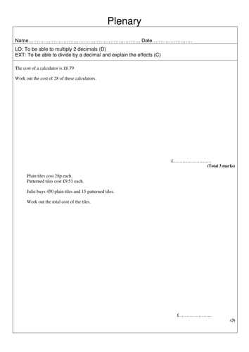 GCSE exam Q plenary for Year 11 revision | Teaching Resources
