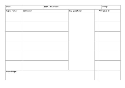 Guided/Group Reading Recording Sheets | Teaching Resources