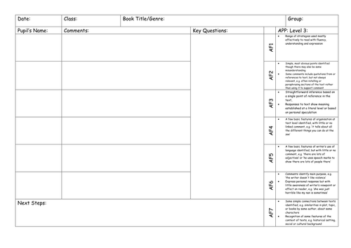 Guided/Group Reading Recording Sheets | Teaching Resources