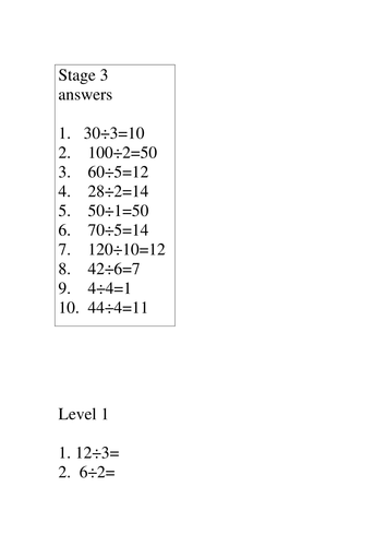 Yr 3/4/5 Division Challenge 6 stages+ SB | Teaching Resources
