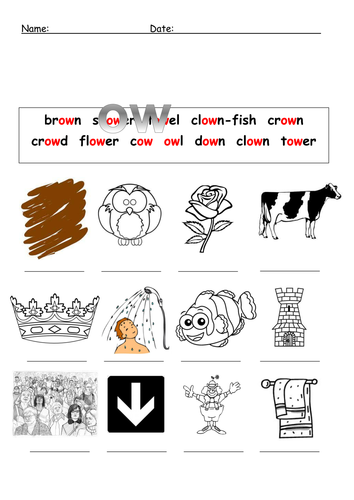 'ow' making the /ou/ sound Worksheets by barang - Teaching Resources - TES 'ow' making the /ou/ sound Worksheets by barang - Teaching Resources - TES