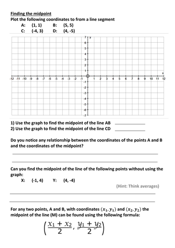 Midpoint Between Two Coordinates Resources Tes