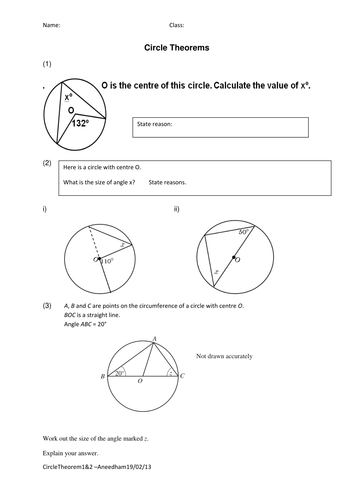 Circle Theorems -angle at centre and in semicircle | Teaching Resources