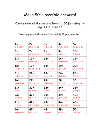 Make 50! | Teaching Resources