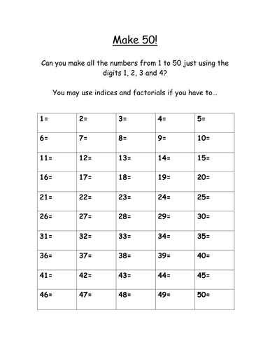 Make 50! | Teaching Resources
