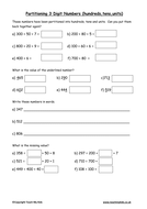 Partitioning 3 Digit Numbers (hundreds,tens,units) | Teaching Resources