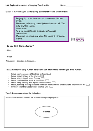 Introduction to the Crucible - a complete resource | Teaching Resources