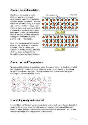 Conductors and Insulators notes KS4 | Teaching Resources