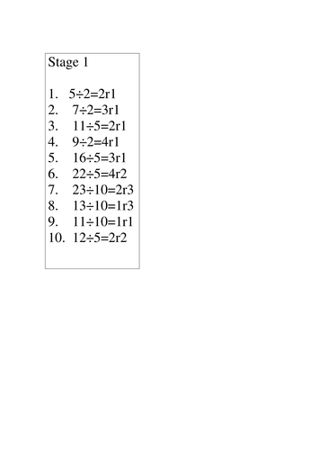 KS2 Division + Remainders Challenge, 5 stages + SB | Teaching Resources