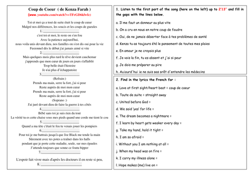 Collection of recent French hits with activities | Teaching Resources