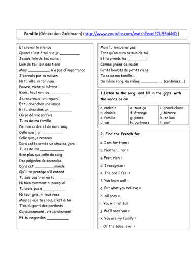 Collection of recent French hits with activities | Teaching Resources