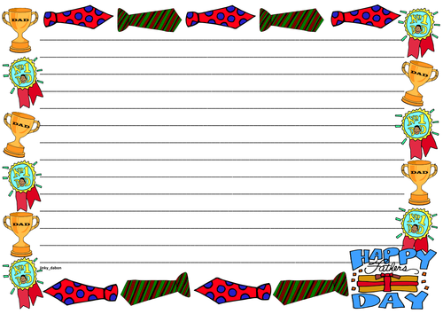 Father's Day Themed Lined Paper and Pageborders | Teaching Resources