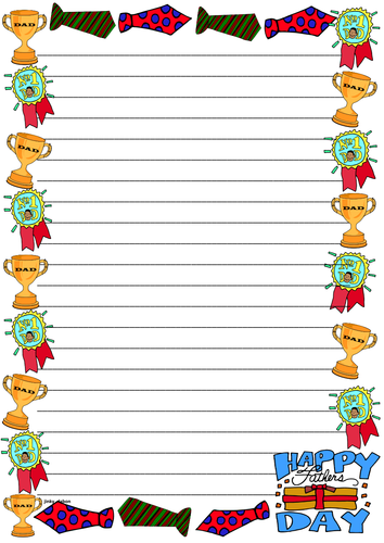 Father's Day Themed Lined Paper and Pageborders | Teaching Resources