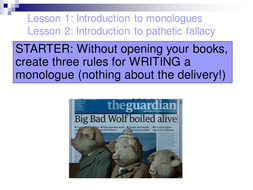 Introduction to Monologues - 2 lessons | Teaching Resources