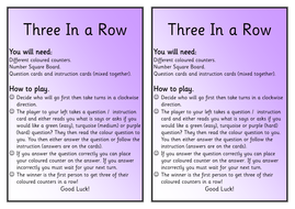 3 in a row number game | Teaching Resources
