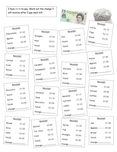 Adding Receipts Column Addition by H4nn4hWW - Teaching Resources - TES