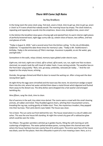 Exploring the Short Story: Week 2 - Imagery | Teaching Resources