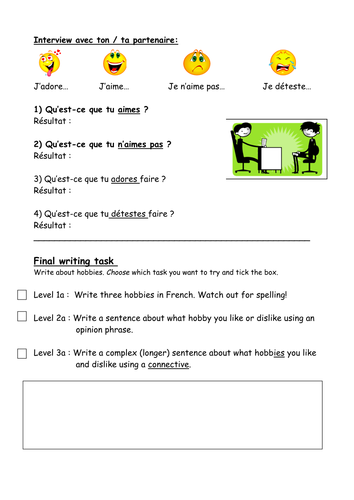 Hobbies and Opinions - French | Teaching Resources