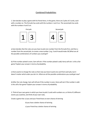 Combined Probabilities Lesson | Teaching Resources