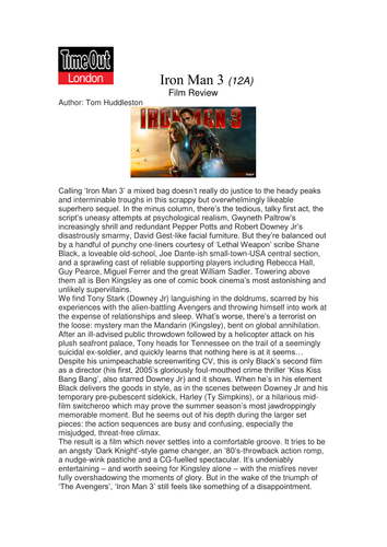 Moving Images: Iron Man 3 - film review | Teaching Resources