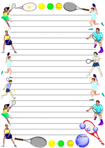 Tennis Themed Lined Paper and Pageborders | Teaching Resources