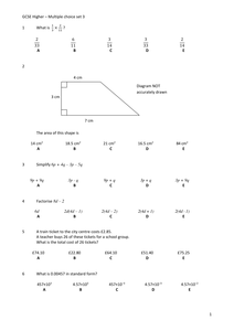 Multiple Choice Questions: GCSE Maths Higher Tier by colinbillett - UK ...