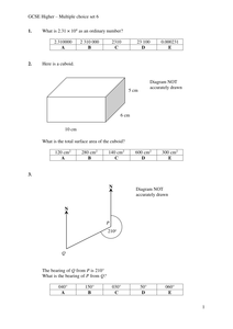 Multiple Choice Questions: GCSE Maths Higher Tier by colinbillett - UK ...