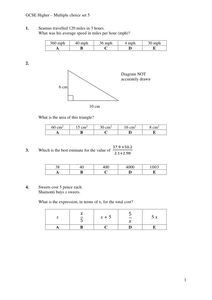 Multiple Choice Questions: GCSE Maths Higher Tier by colinbillett - UK ...