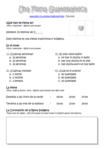 Fiestas: KS3 Spanish worksheets | Teaching Resources
