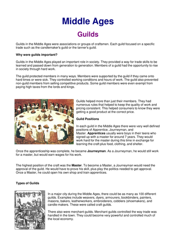 Middle Ages - the medieval guilds | Teaching Resources