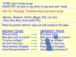recognise French perfect and imperfect tenses | Teaching Resources