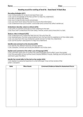Reading Record Sheets - For classroom use | Teaching Resources